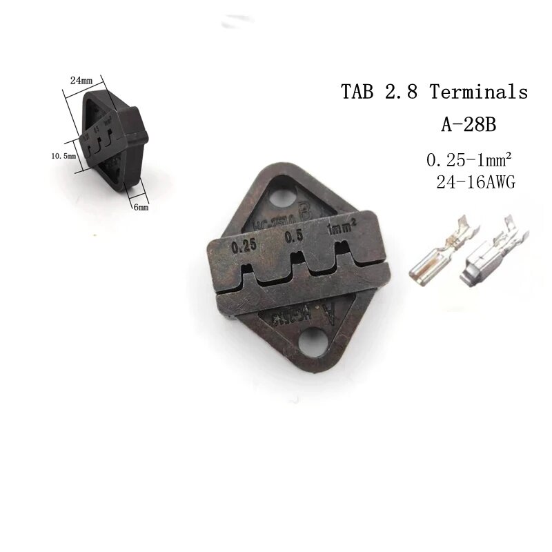 TAB 2.8 Terminals A-28B 0.25-1mm² 24-16AWG