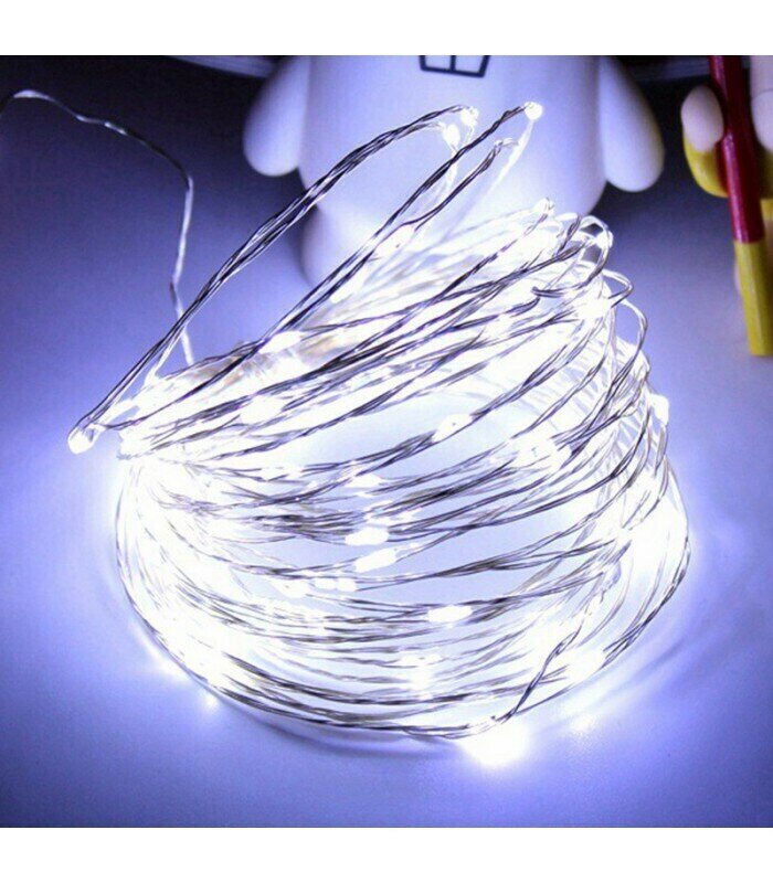 Светодиодная гирлянда Нить (Роса), 5 вольт, 10 метров, 100 диодов c USB цвет белый