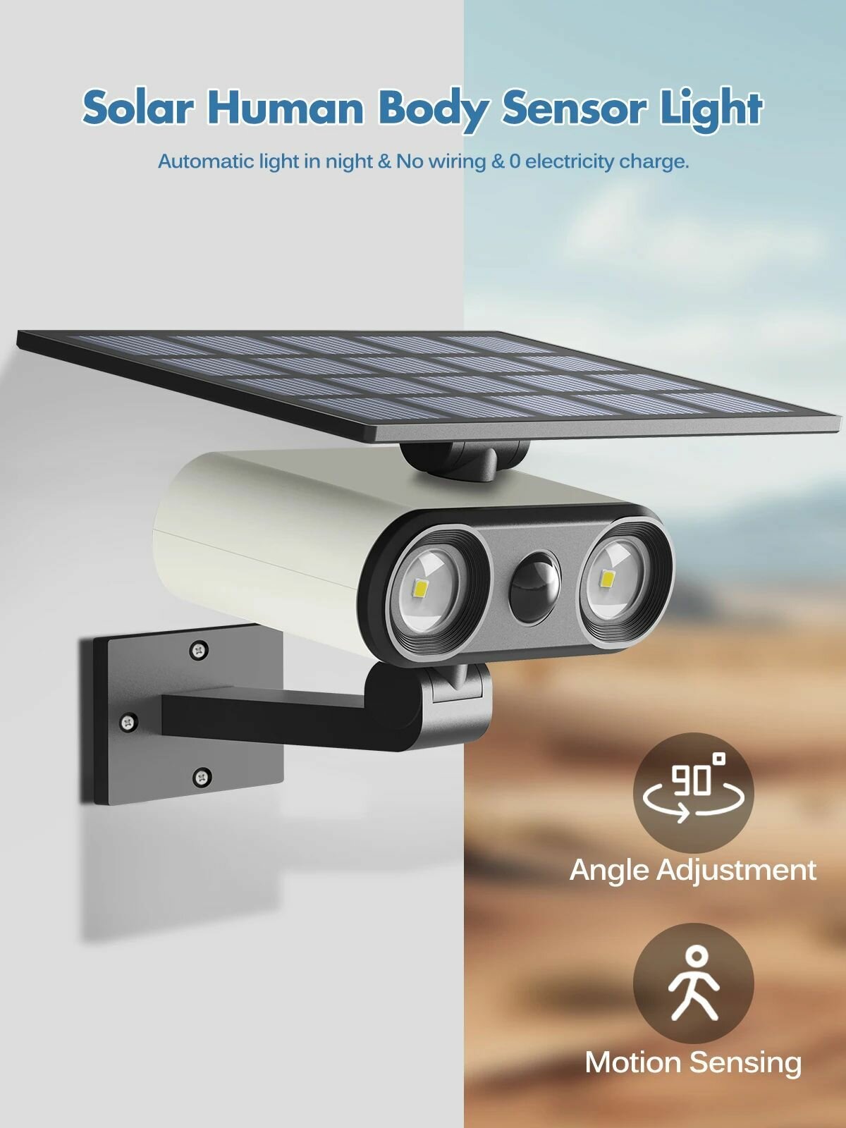 Уличный светильник на солнечной батарее с датчиком движения освещения и пультом управления в виде камеры наблюдения.