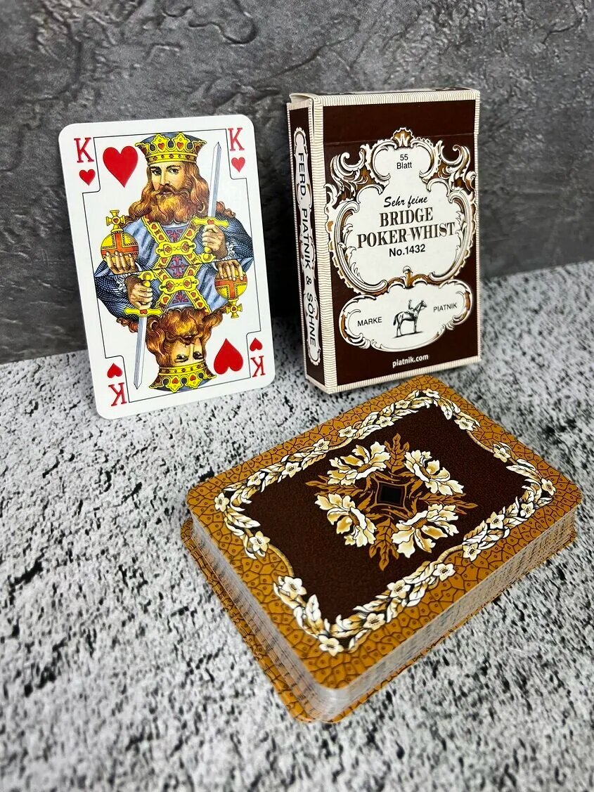 Игральные карты 54 шт. "Бридж Покер Вист", коричневая рубашка