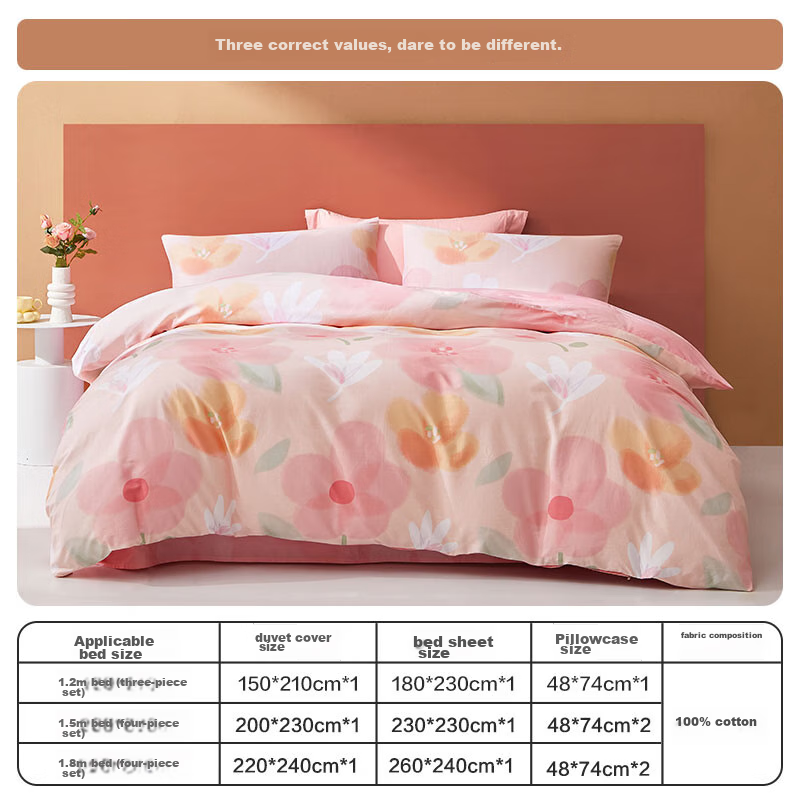 Boyang Home Textiles Cotton Bedding Set, 4-Piece, Pure Cotton Duvet Cover And Bed Sheet, -Style Bedding Set, All-Cotton Quilt Cover, Bedding for 1.5-Meter Bed