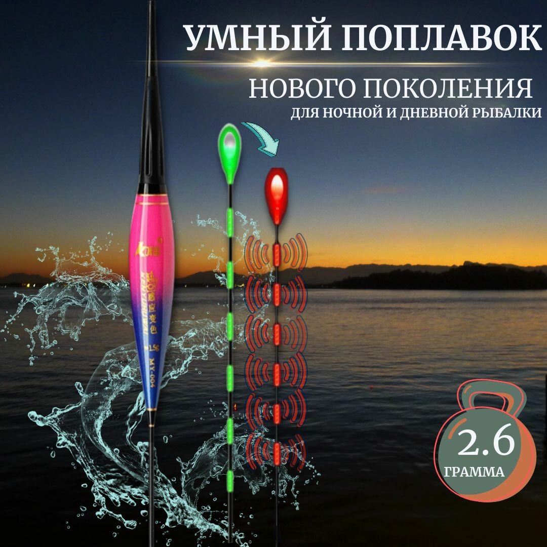 Поплавок со световым индикатором поклевки для ночной ловли MY-008, 2,6 грамма / Поплавок для рыбалки