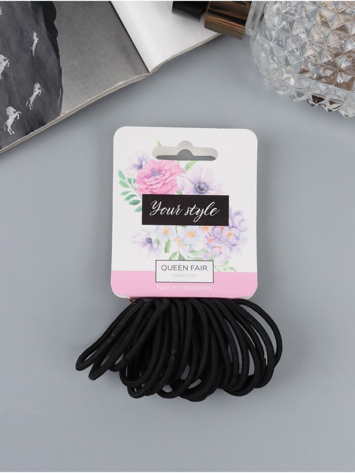 Резинки для волос QF «Тофи», набор 20 шт, 3.5 см, чёрные
