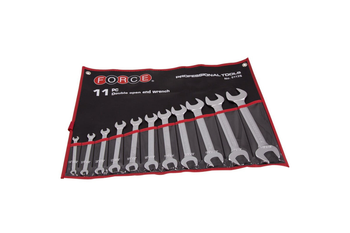 FORCE Набор ключей рожковых 1/4"х5/16"-1.1/8"х1.1/4", 11 пр, чехол F-5112S