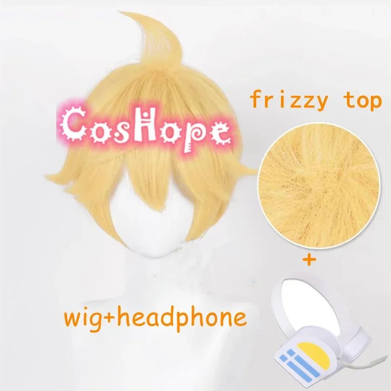 Косплей парик Rin Len, желтый, CosHope Len Wig N headphone