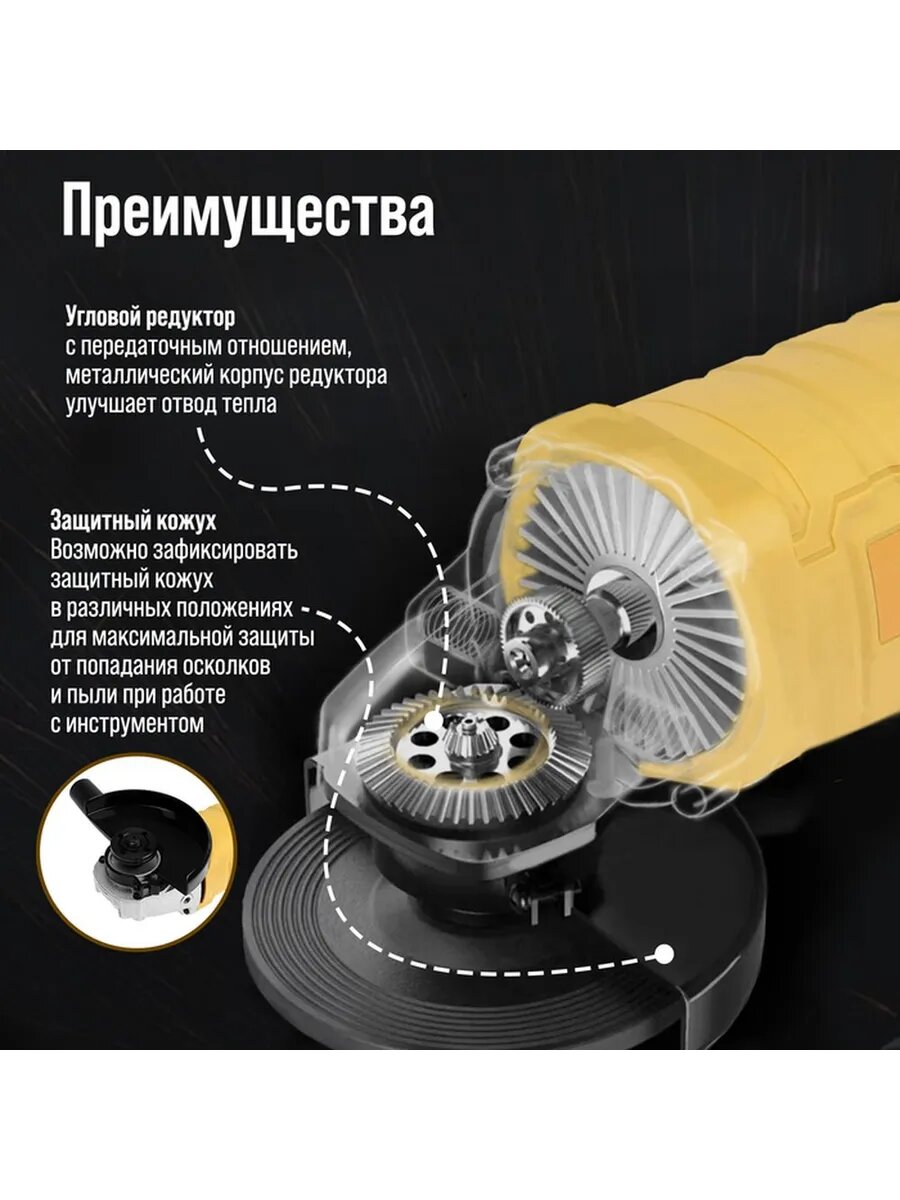 Мощная угловая шлифмашина с обрезиненной рукояткой