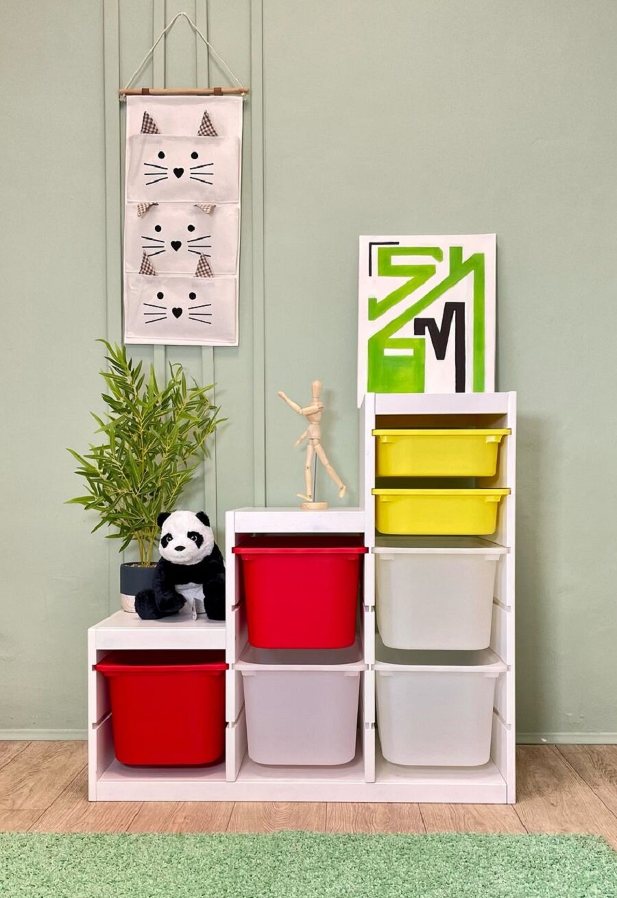 Стеллаж для игрушек с ящиками Труфаст SkandiMark лесенка, белый