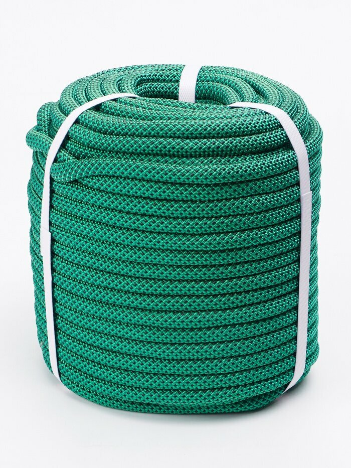 Веревка страховочно-спасательная Climb 48 прядная, черно-зеленая, d=10 мм, 50 м