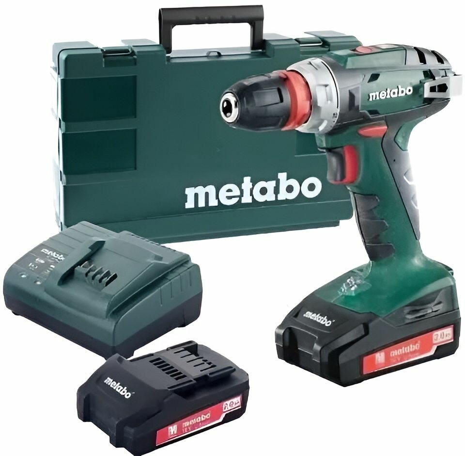 Дрель-шуруповерт Metabo BS 18 Quick, 18V 2,0Ah (602217500) + 2 АКБ и ЗУ