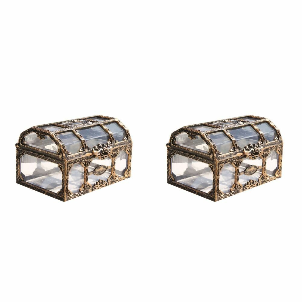 Прозрачная пластиковая коробка для хранения в форме сундука, органайзер для ювелирных изделий и мелких предметов, идеально для подарков и вечеринок