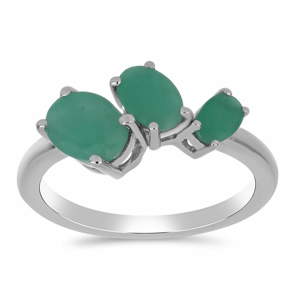 Кольцо тонкое, серебро, 925 проба, родирование, изумруд