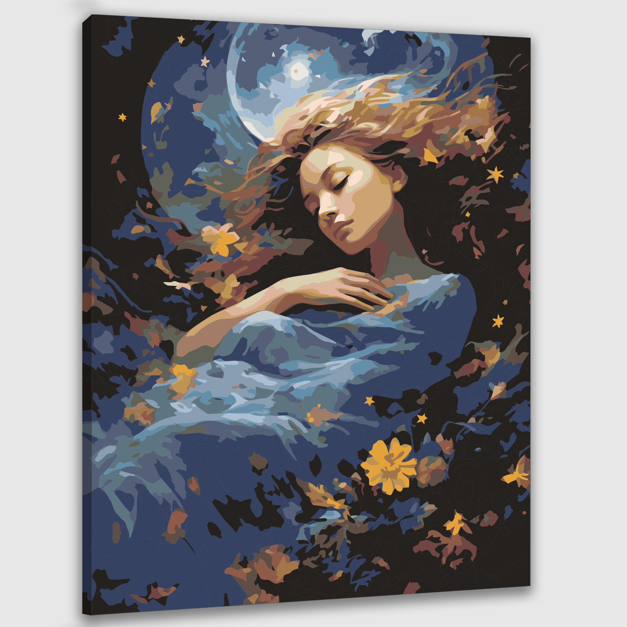 Картина по номерам 40x50 см, картина маслом, созвездие грез, яркие цвета, мягкие мазки кисти, звездное ночное небо