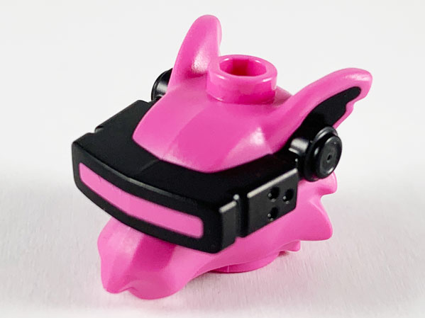 Minifigure, Head, Modified Alien Rat with Black VR Visor Pattern, 65073pb01 Dark Pink U