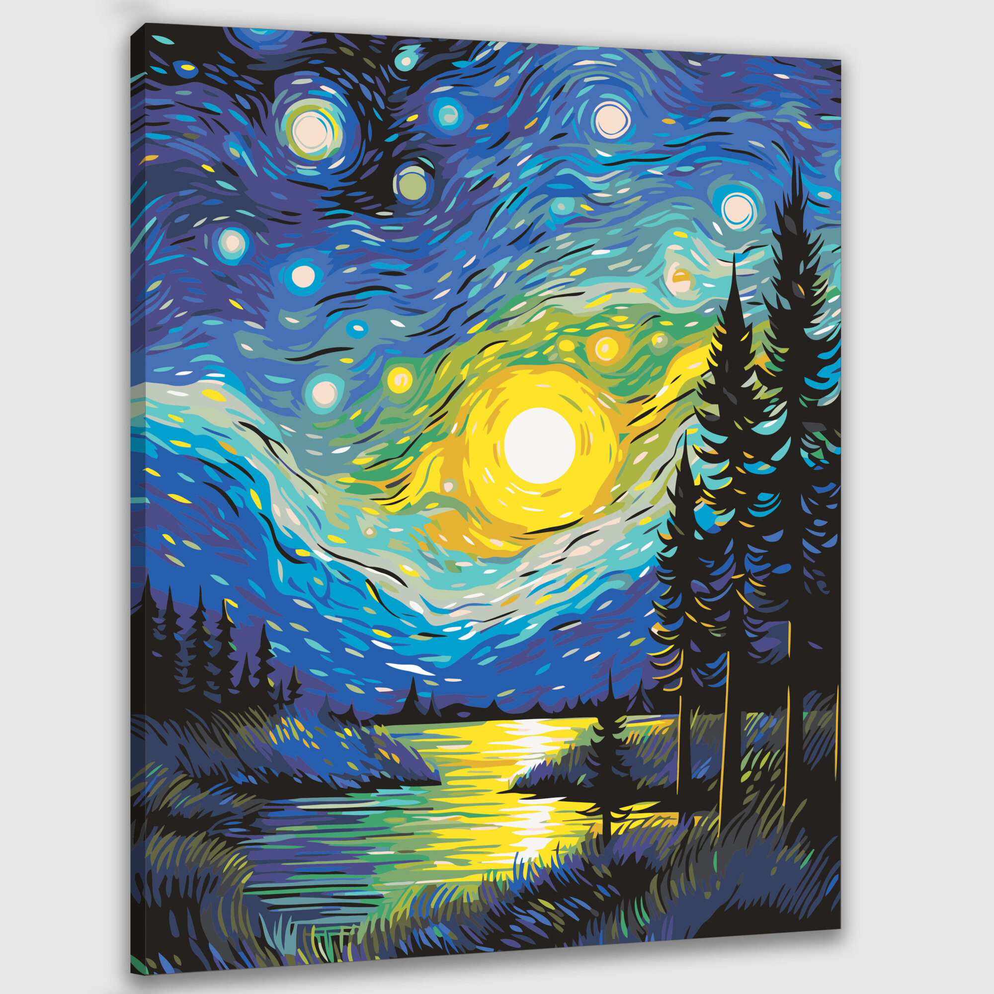 Картина по номерам 40x50 см, цифровое художественное п, художественный стиль Винс, звездное ночное небо