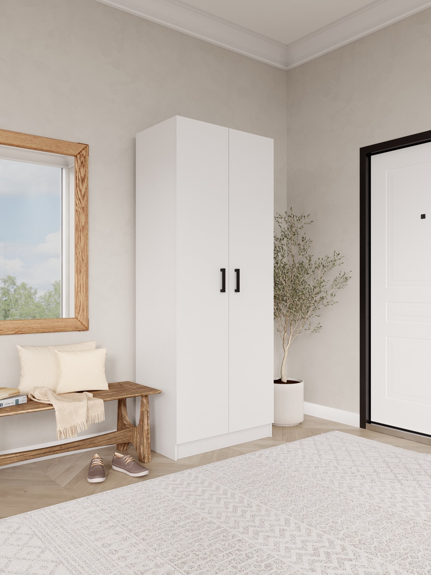 Шкаф A-A MEBEL для одежды РИК распашной двухстворчатый платяной 80х48х204 см белый