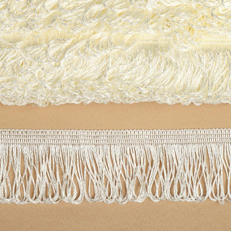 Бахрома 0390-1070 цв.6343 шир. 60мм цв. молочный уп.10м