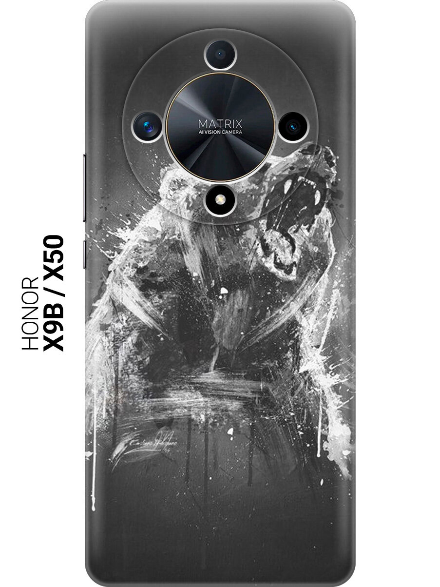Силиконовый чехол на Honor X9b / X50 с принтом "Разъяренный медведь"