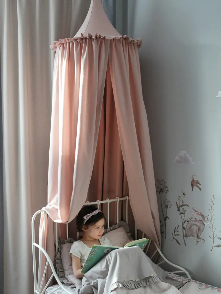 Балдахин-шатер пыльно-розовый однотон с втачной рюшей