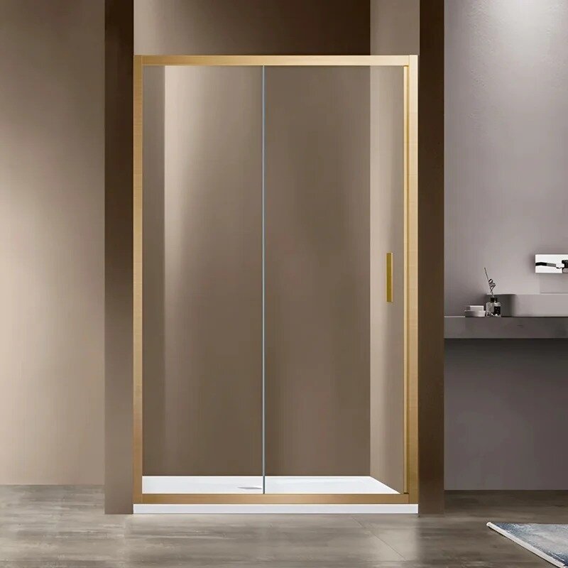 Душевая дверь в нишу Vincea Garda VDS-1G120CLG, 120 см, профиль брашированное золото, стекло прозрачное