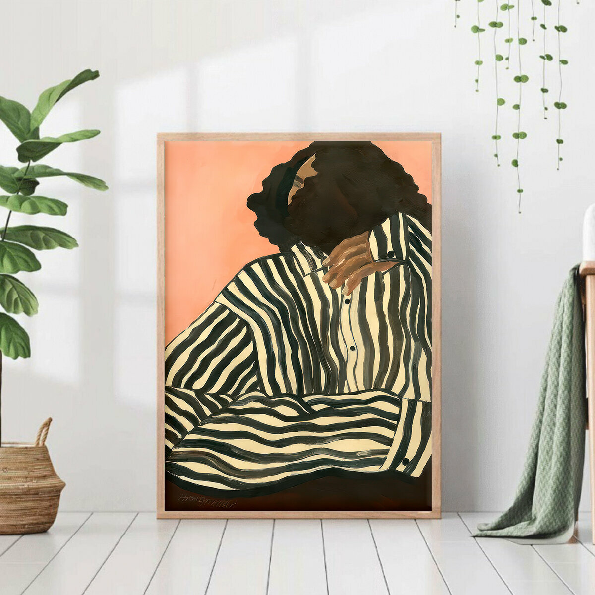 Постер "Девушка в пижаме репродукция" 40x50 без рамки на стену для интерьера