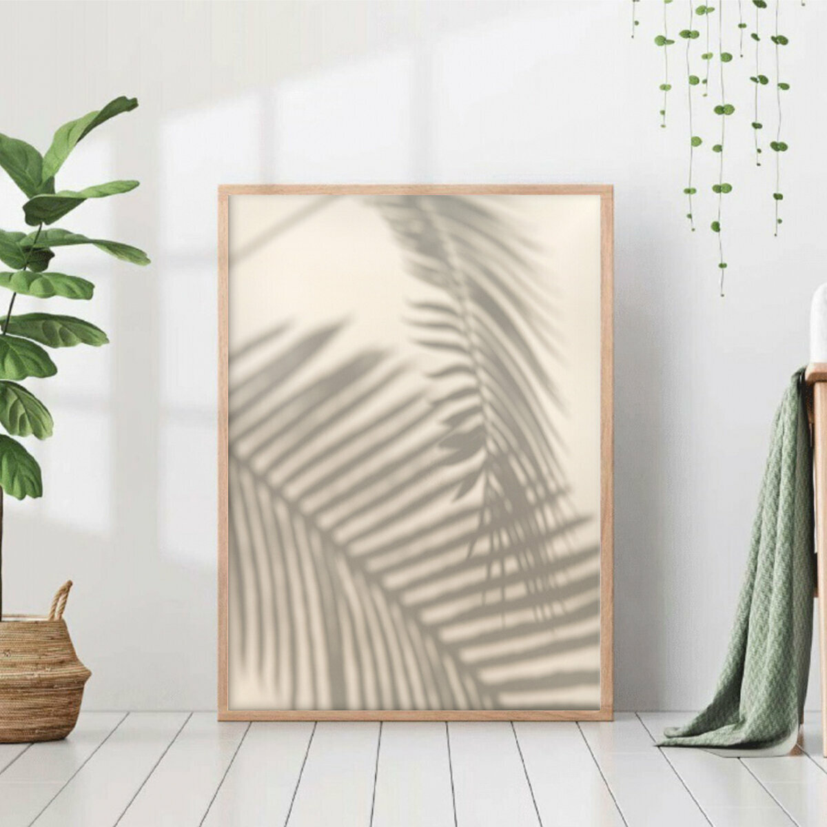 Постер "Ветки пальмы тени" без рамы 50x70 см на стену для интерьера
