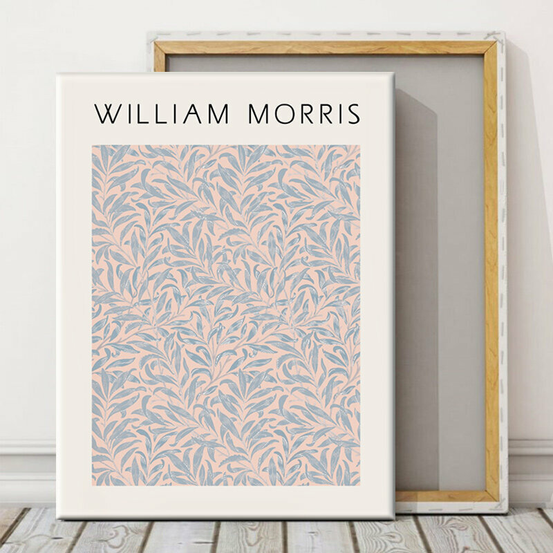 Картина на холсте 50х70 см "Моррис, розово-голубой узор", на стену для интерьера