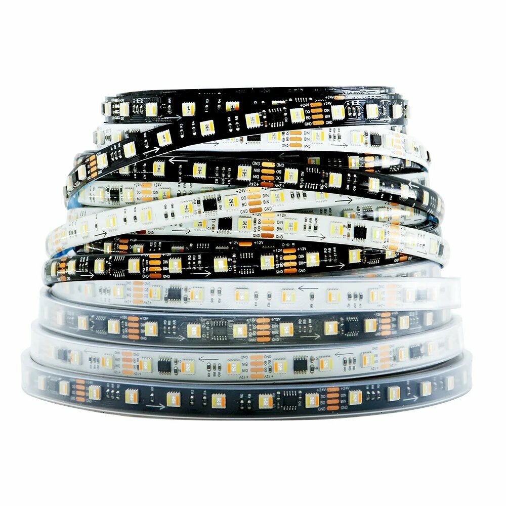 LOAMLIN RGBW светодиодная лента WS2805 WS2805 RGBCCT DC24V, White PCB, 2M 60 IP30