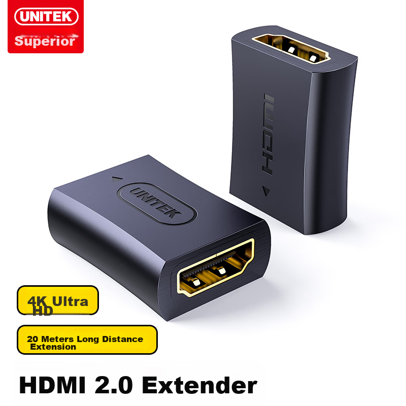 UNITEK HDMI Extender Adapter, Female to Female High-Definition Connector 4K2.0 Version, HDMI Cable Connector Straight-Through Adapter Series Extension Cable Y-A013