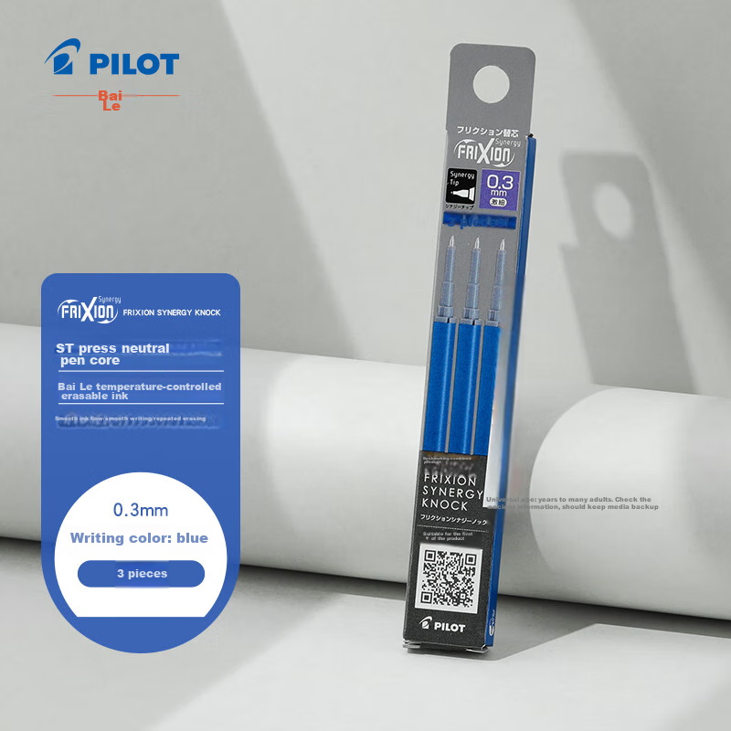 PILOT Momo Erasable Pen Refill, Retractable Gel Ink Pen, Temperature-Controlled Erasable, for Student Writing And Office Use, LFRF-13 0.3mm Blue, 3-Pack