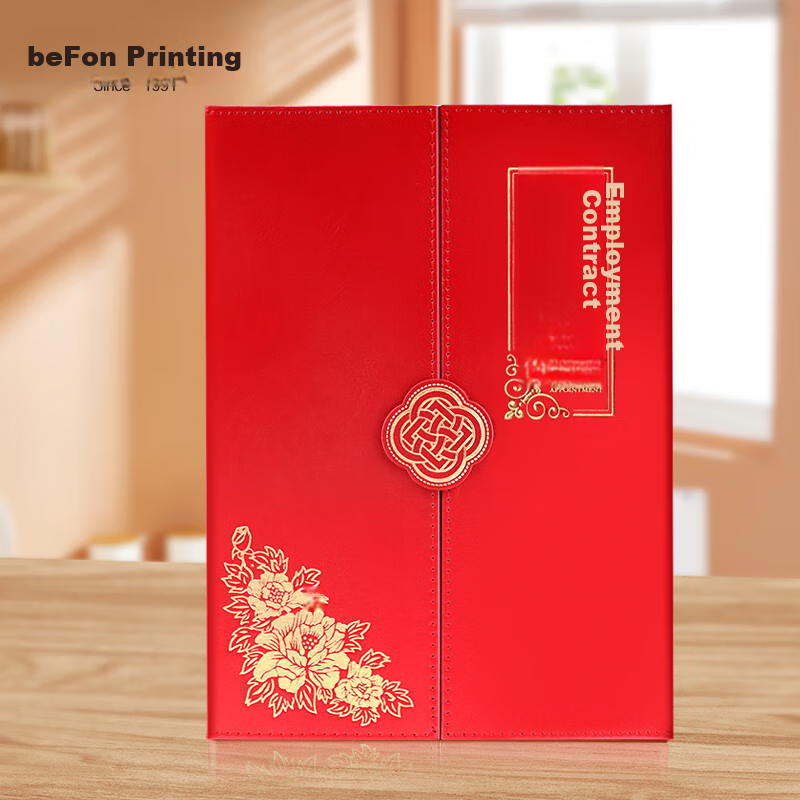 Deyin A4 High-Quality Honor Appointment Letter Cover, Tri-Fold Leather Vertical Appointment Certificate, Includes 2 Printable Inner Pages, Single Book Pack, Red, 0344