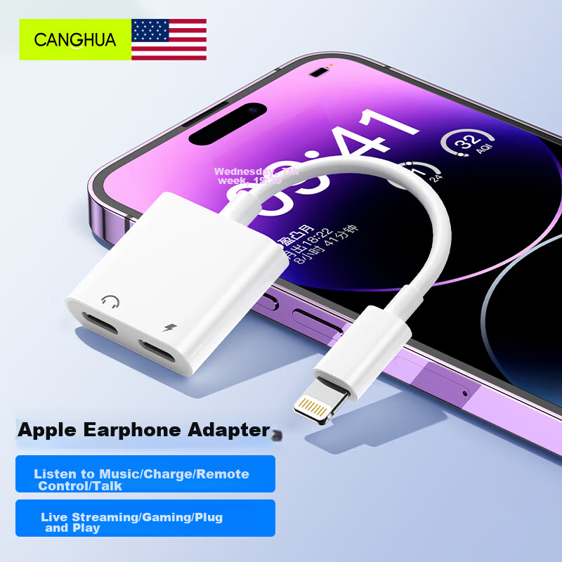 CangHua Apple 16/15 адаптер для наушников, аудиоконвертер типа C на 3,5 мм, двухдюймовая быстрая зарядка PD27W, для