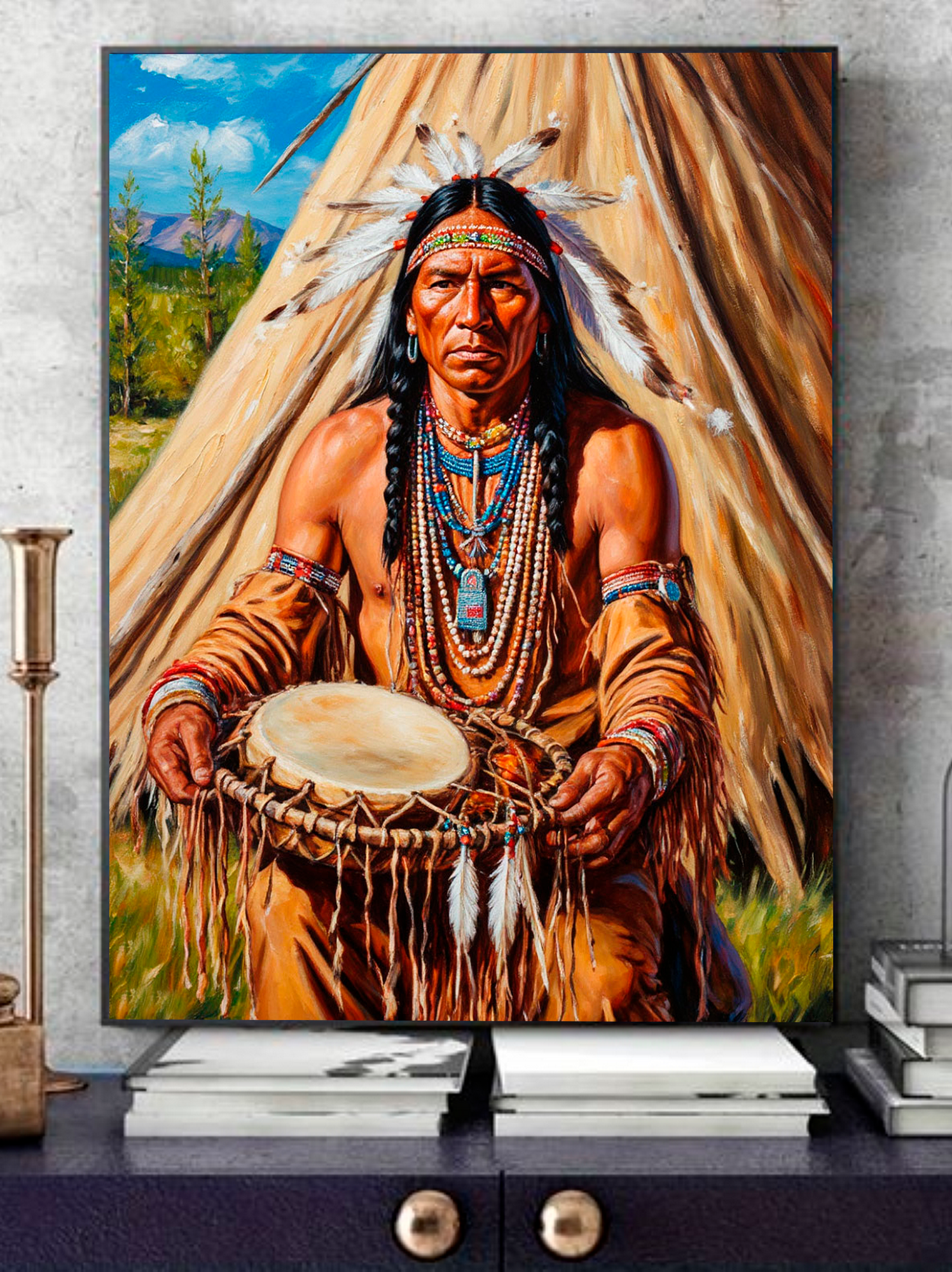 Картина на стену для интерьера "Шаман" 40х50 см, холст на подрамнике, InterToys