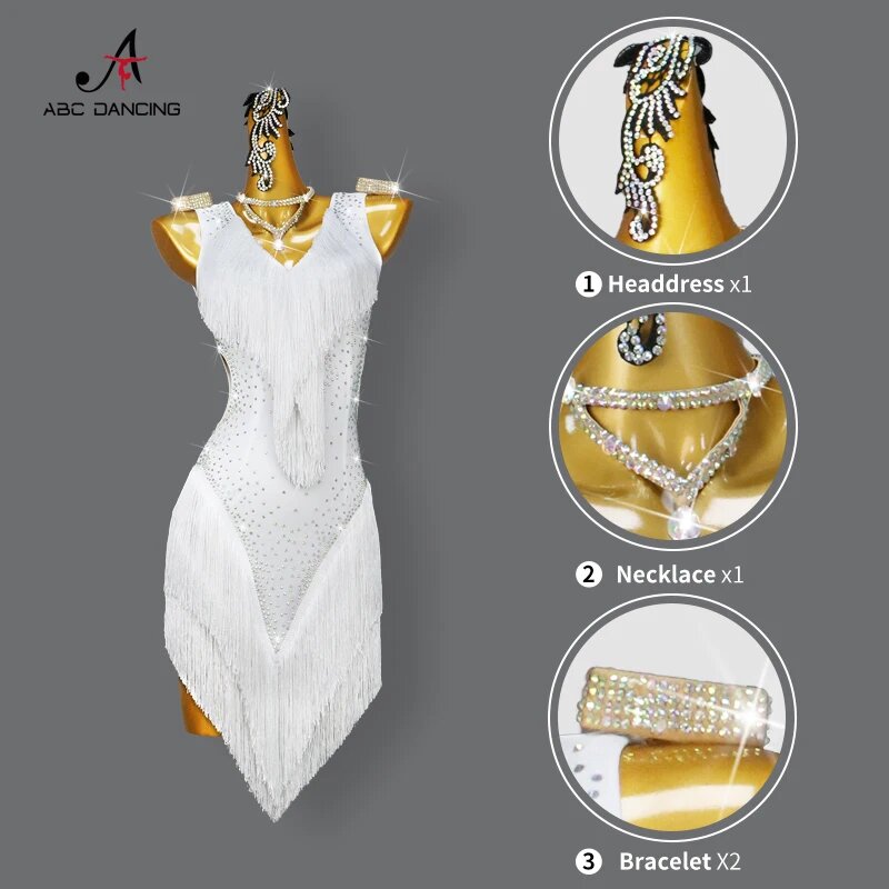 Латиноамериканский танцевальный костюм ABC DANCING из спандекса S, Dress and Ornaments