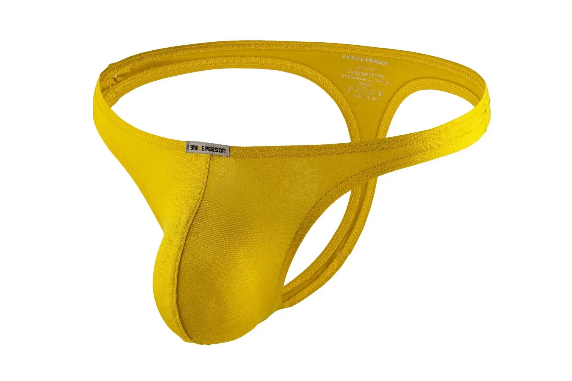 Трусы из модала, мужское мягкое нижнее белье, сексуальные трусы-бикини с выпуклым мешочком, дышащие трусы, удобные трусики с Т-образной спинкой, стринги Желтый, S, YELLOW