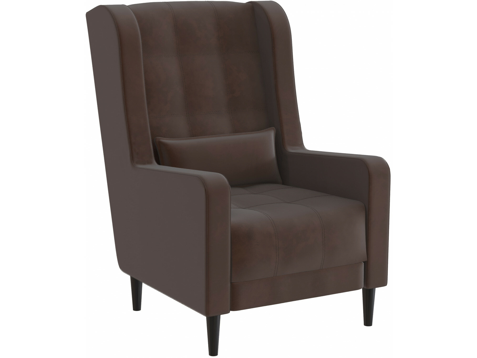 Кресло для отдыха нераскладное, с отстрочкой, велюр  коричневый