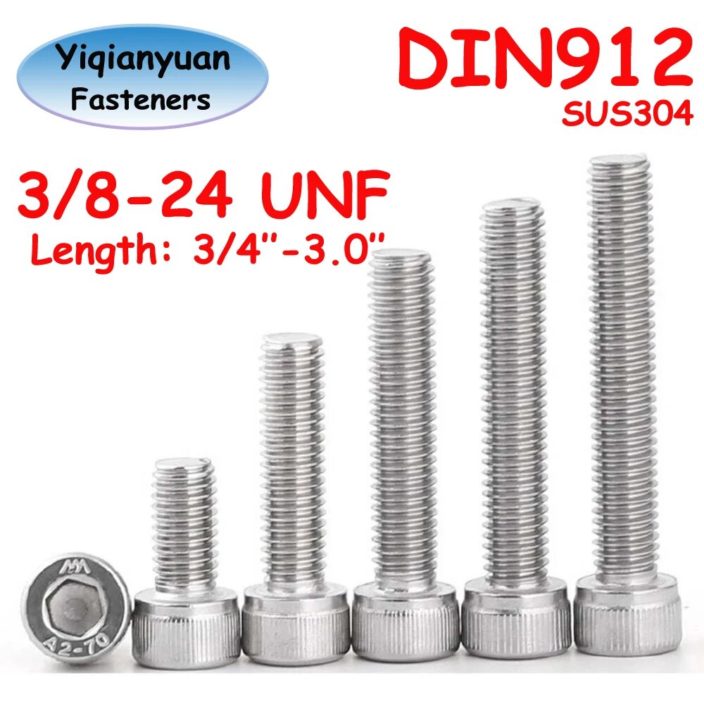 Болты Yiqianyuan 3/8-24 UNF из нержавеющей стали 1Piece 3.0inch