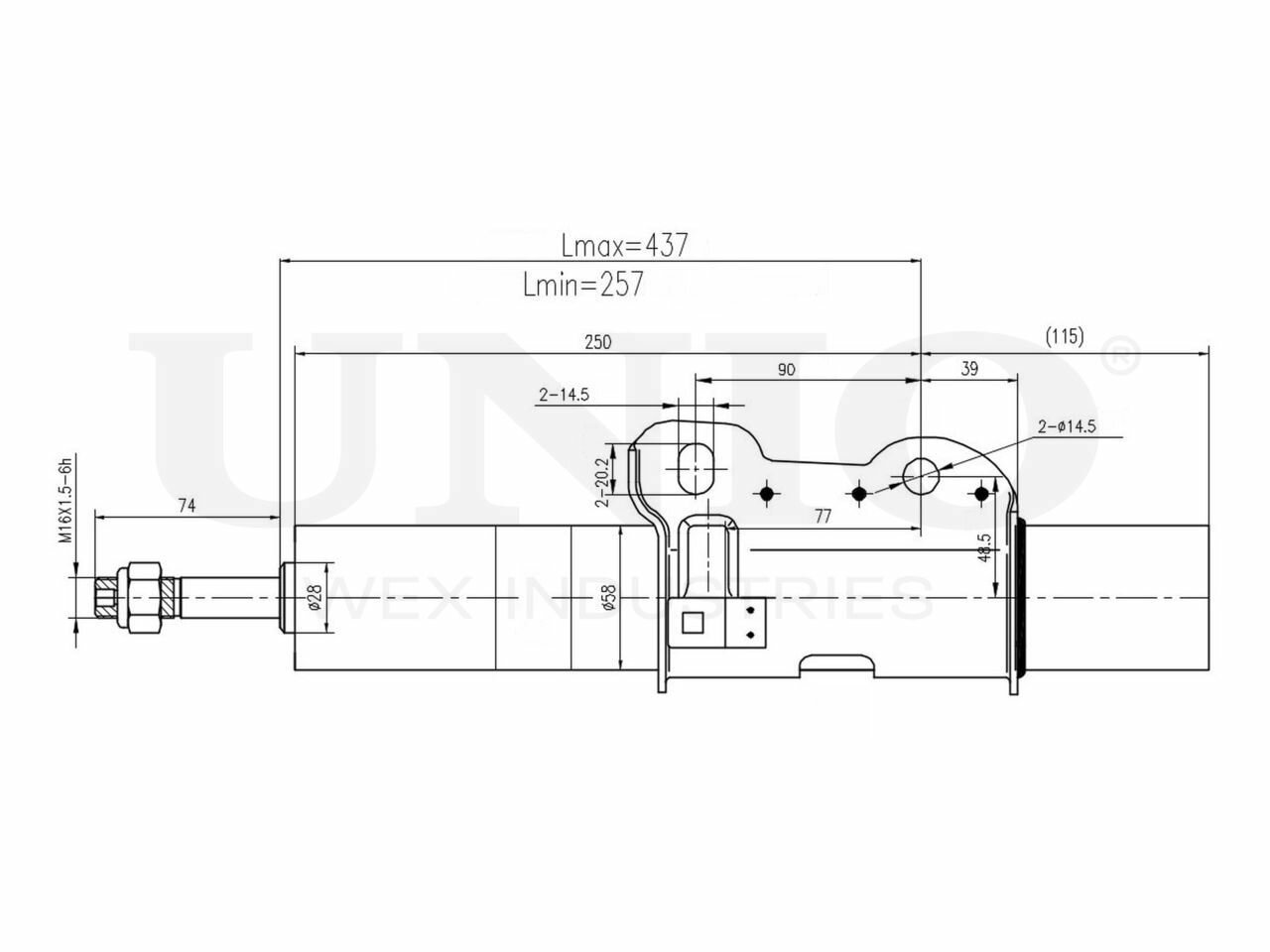 Амортизатор газовый передней подвески, для Мерседес Спринтер (B906-B910) 06-, Фольксваген Крафтер 30-35 30-50 Mercedes-Benz Sprinter Volkswagen Crafter 06-, артикул SAB-10596, производителя UNIO