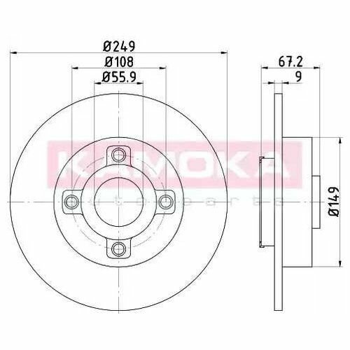 Диск тормозной Kamoka 1031137 для Citroen C4 I; Peugeot 207, 307