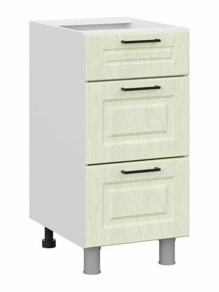 Кухонный модуль напольный, стол Шервуд с ящиками, 40х50.6х82.4 см, Белый / Дуб кремовый матовый