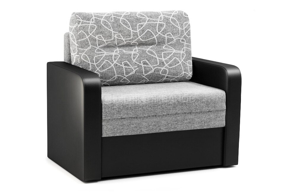 Кресло-кровать Сток Диванов Соло-2 Black серый 105 см, механизм выкатной