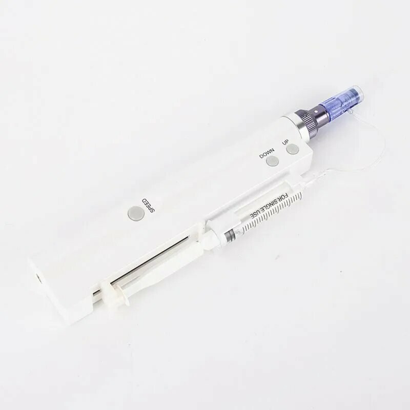 Мезотерапия Электрический мезороллер, Аппарат для фракционной мезотерапии, микронидлинга, мезороллер для лица с подачей сыворотки / раствора , белый DraMes мезопен Дермапен