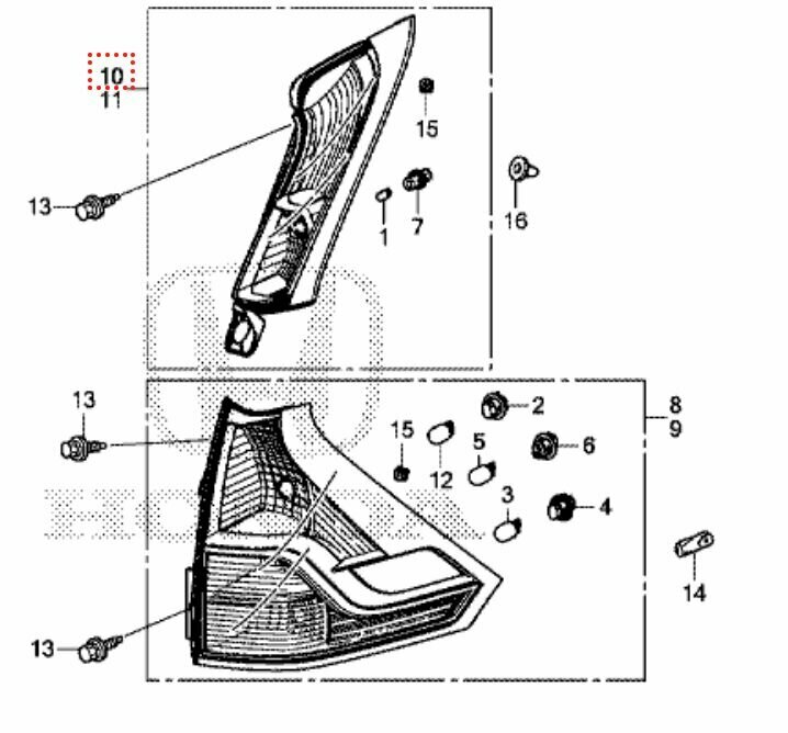 Задний правый верхний фонарь для автомобиля Honda CR-V 2013-2014; Артикул Honda: 34170T0AJ01 (Оригинал)