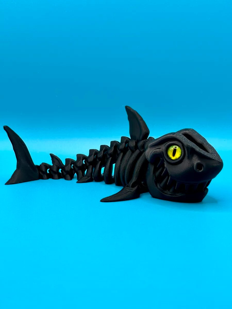 Фигурка подвижная антистресс Home&Misc "Акула скелет", пластик, 3Д-печать, 20 см