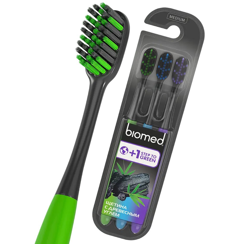Biomed Набор Зубная щетка Black средняя 3 шт