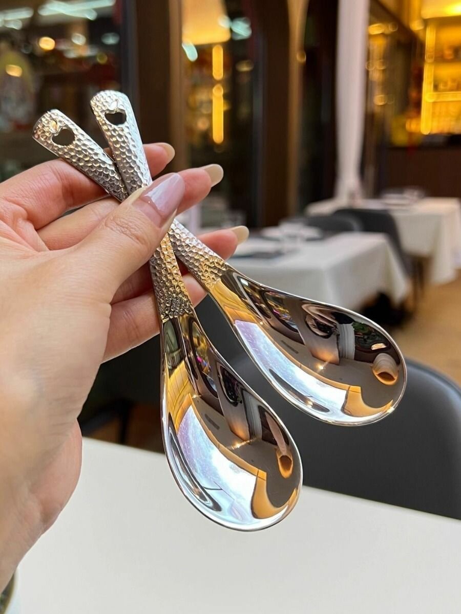 Ложка десертная "Без бренда", нержавеющая сталь, 2 шт, серебристая