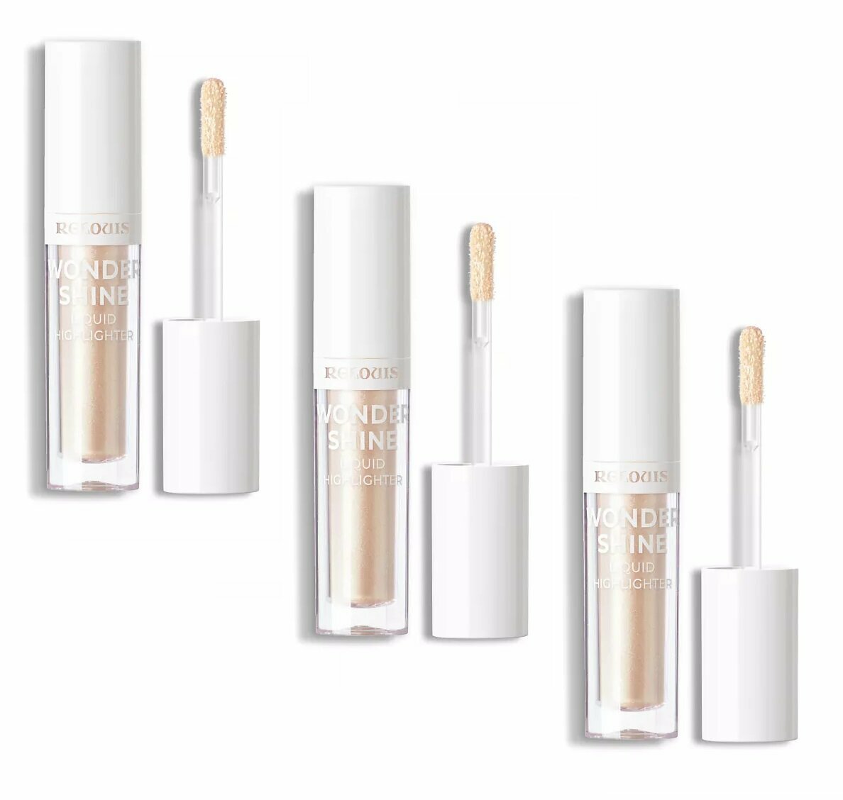 Хайлайтер жидкий Relouis Wonder Shine тон 01 champagne золотистый оттенок шампанского , 3 шт