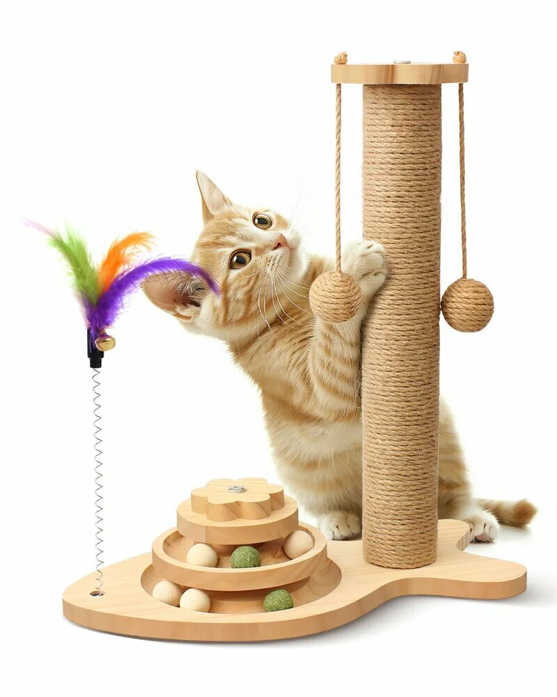 Поворотный стол для кошек из цельного дерева, когтеточка , доска для когтеточки, прочная игрушечная кошачья рама для лазания MZHZ21