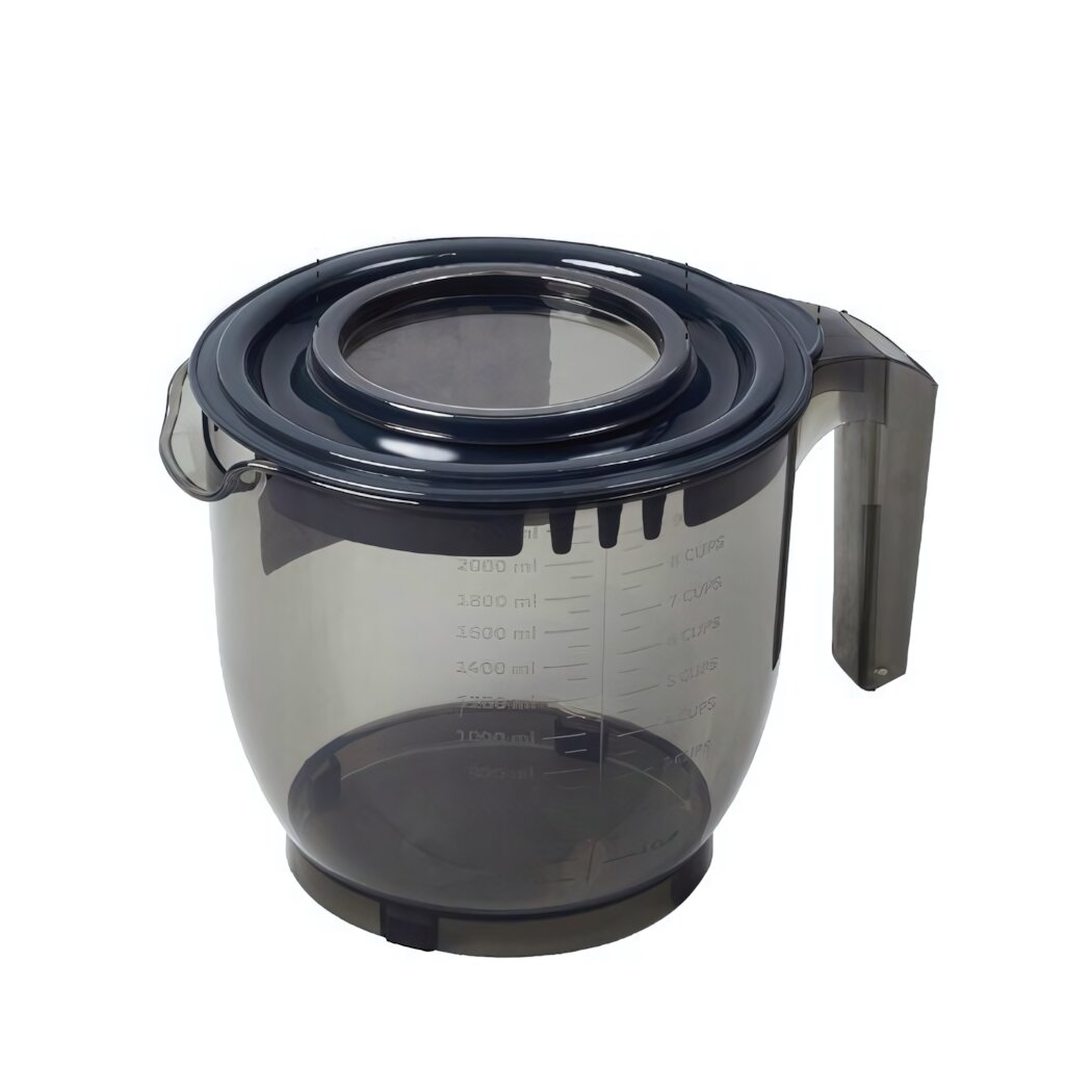 Мерный стакан 2,2 л с крышкой и ручкой, антрацит, пластик, шкала в мл/чашках