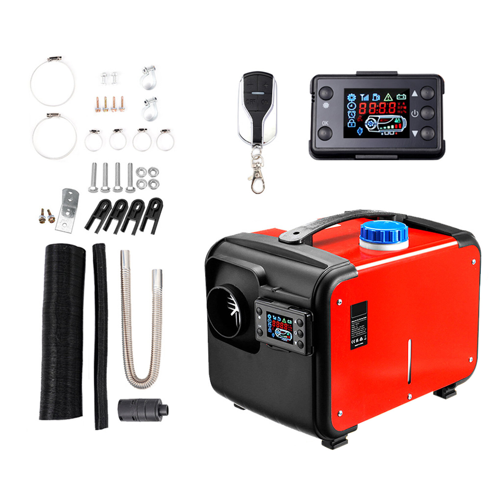 Дизельный воздушный обогреватель 8КВт 12В/24В с LCD-дисплеем и пультом дистанционного управления для автомобиля, фургона, грузовика, лодки, трейлера, мотодома, кампера