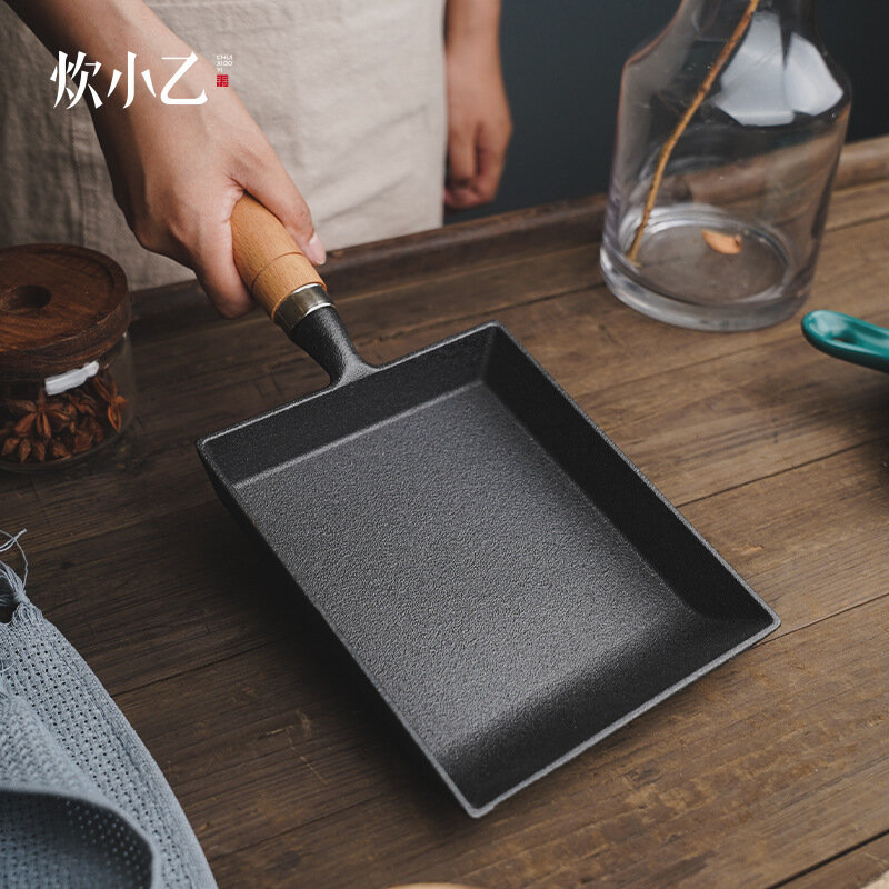 Чугунная квадратная мини-сковорода, японская сковорода для тамагояки, антипригарная сковорода, плоская сковорода для яиц для домашнего использования
